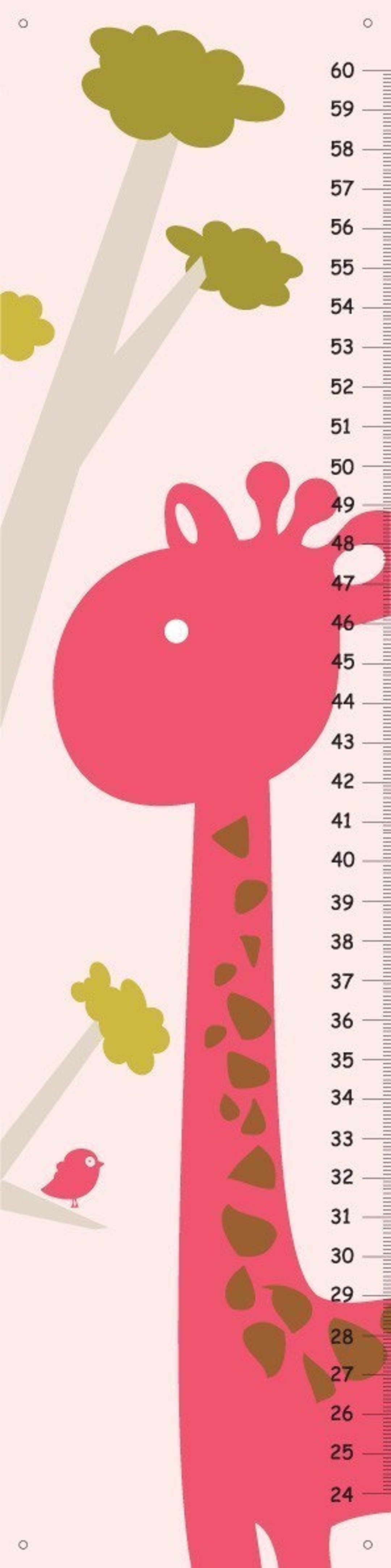 Personalized Pink Giraffe Growth Chart for Girls - Etsy
