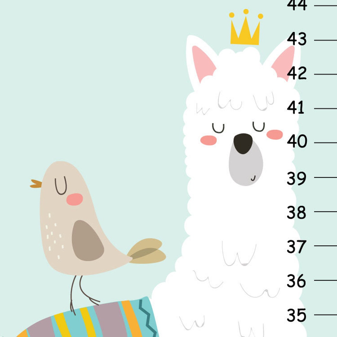 Llama Growth Chart, Llama Wall Art, Llama Nursery Decor, Personalized ...