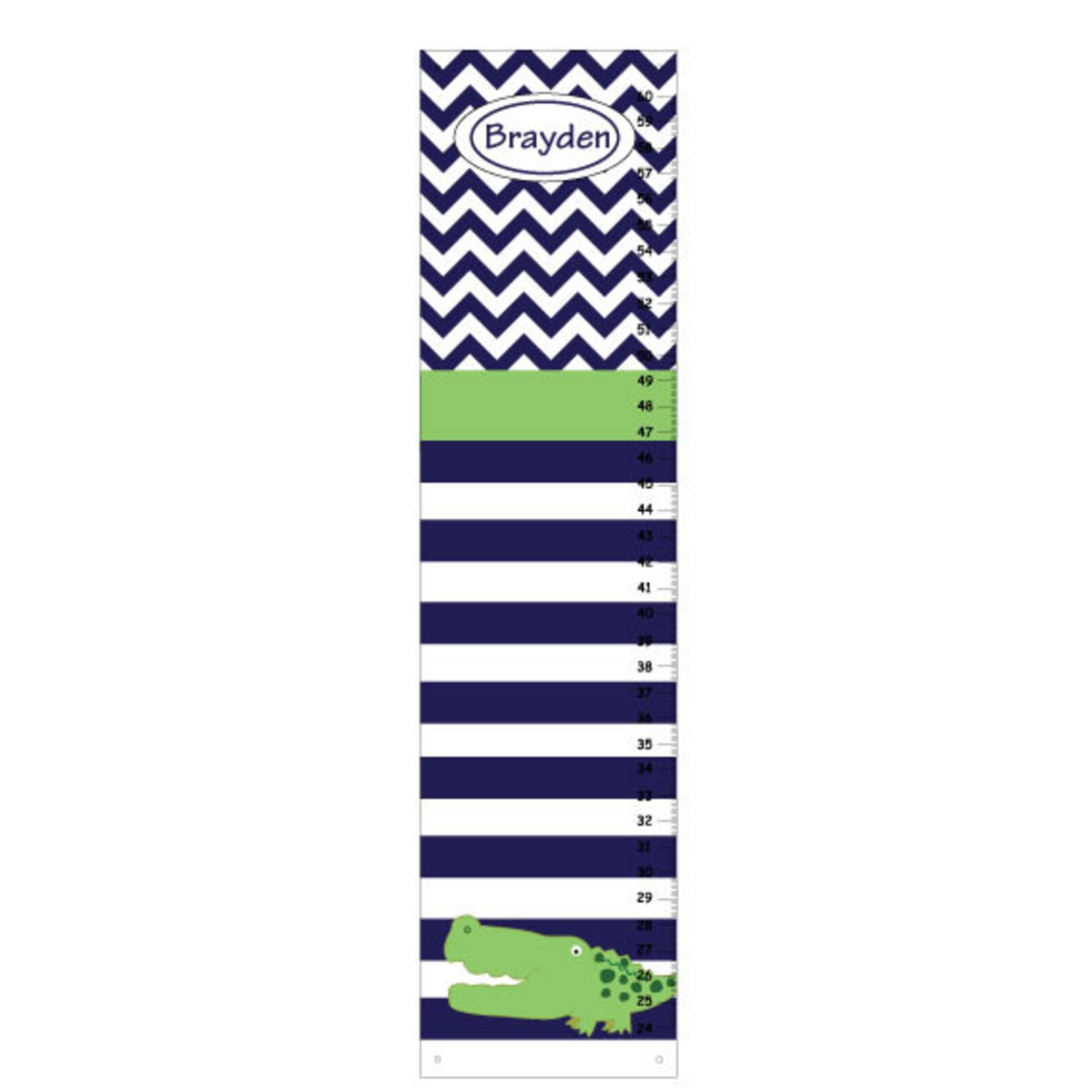 Chevron GROWTH CHART Blue and Green Alligator Boys Bedroom Baby Nursery ...