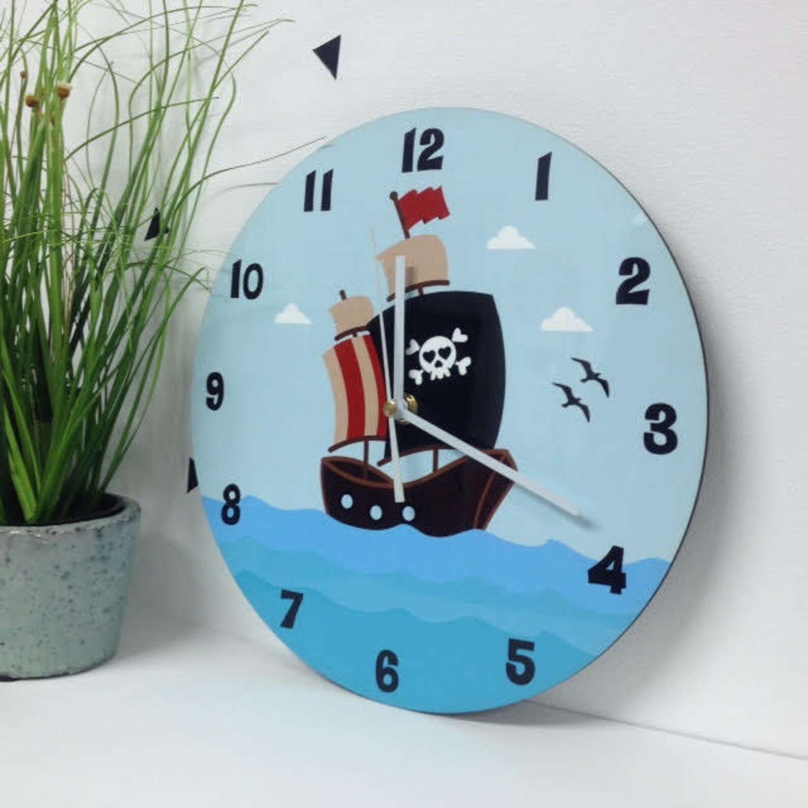 Pirate Wall Clock, Children Wall Clock, Nursery Room Decor Pirate Ship ...