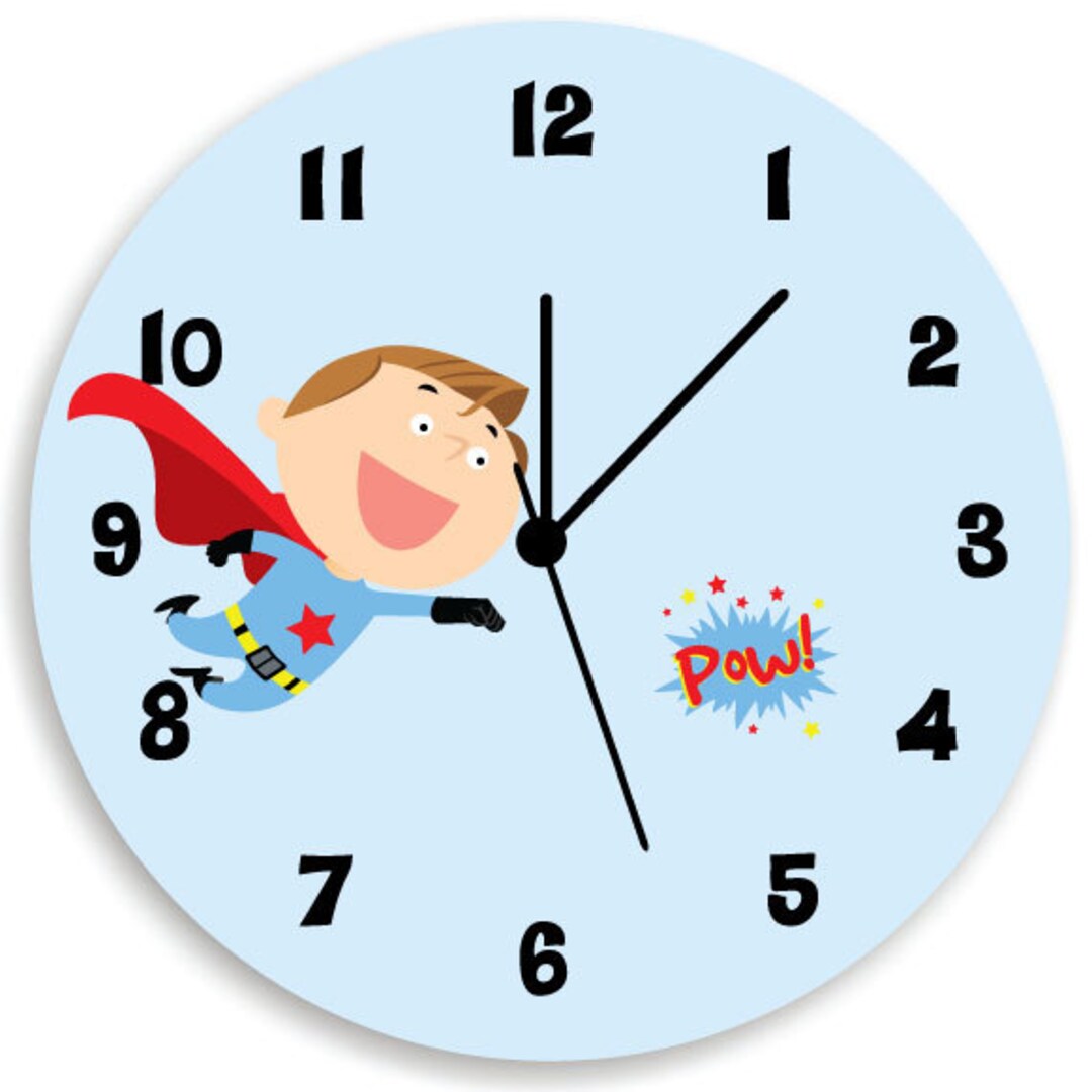 Super Hero WALL CLOCK for Kids Bedroom, Cute Super Hero Wall Hanging ...