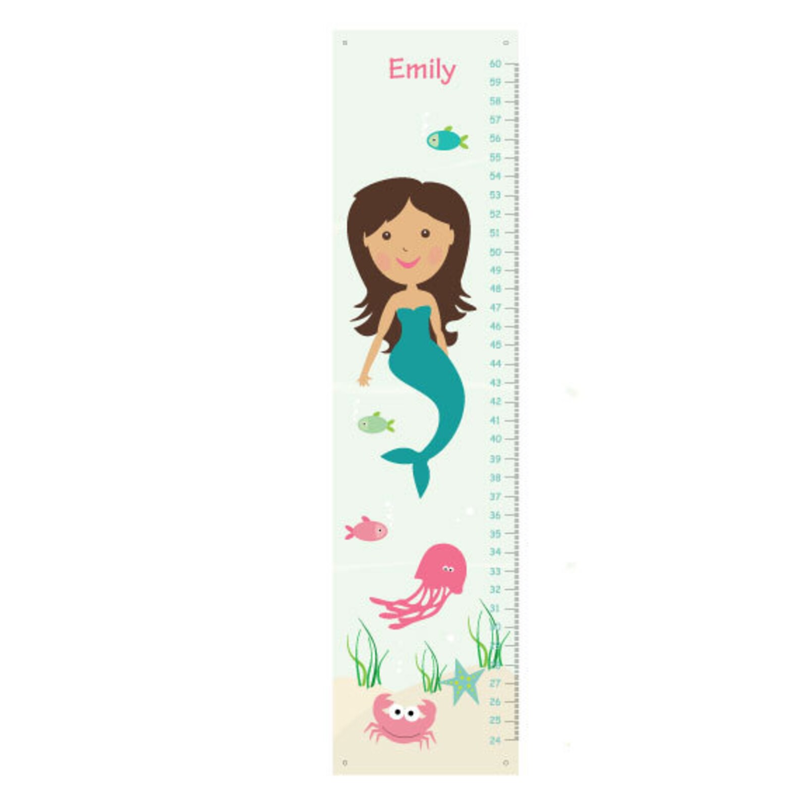 Mermaid Growth Chart Personalized Nursery Wall Art - Etsy