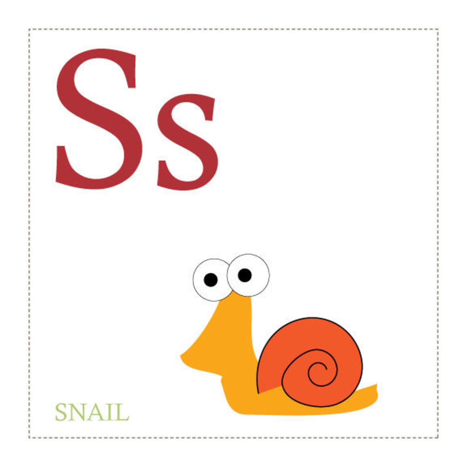 S is for Snail Alphabet Print - Etsy