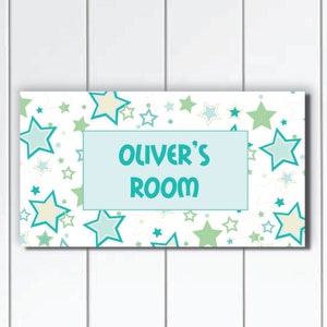 Personalized Green Stars DOOR SIGN for Boys Bedroom and Baby Nursery ...
