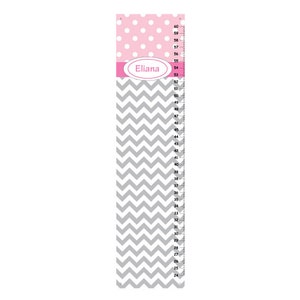 Chevron Growth Chart Children Polka Dot Canvas Personalized Nursery Art ...