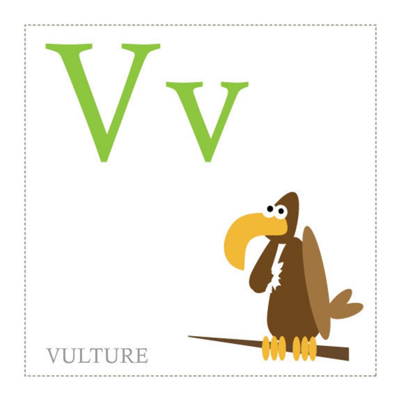 V is for Vulture - Alphabet Print - Etsy