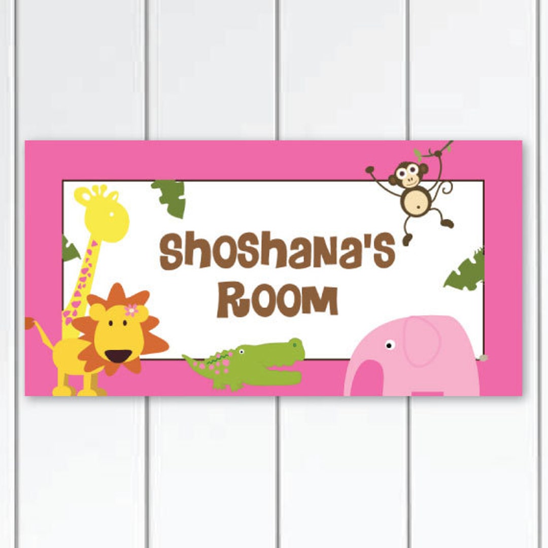 Jungle Safari Animals Girls Name DOOR SIGN With Lion, Alligator ...