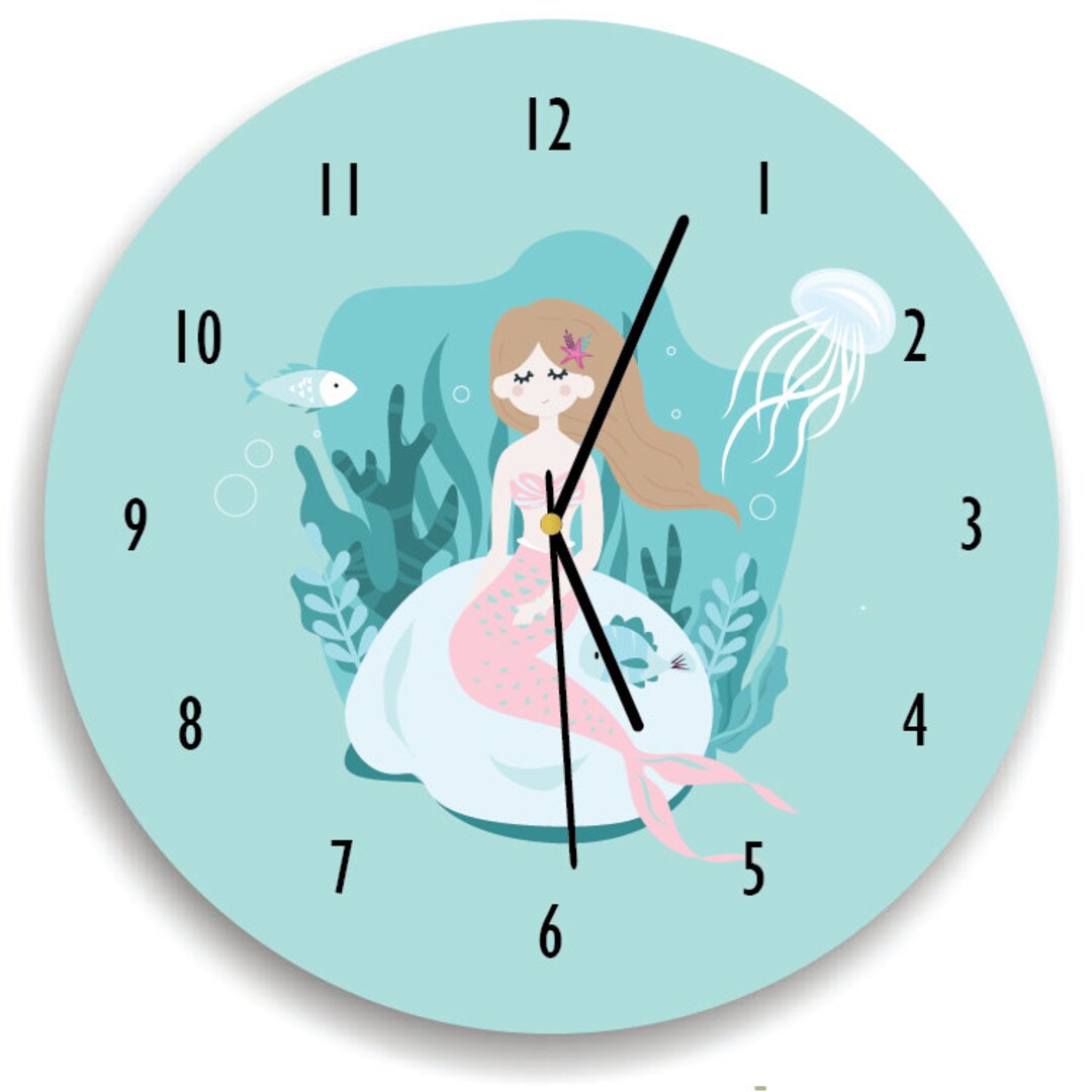 Mermaid Wall Clock, Sea Life, Children Room Decor Mermaid WALL CLOCK ...