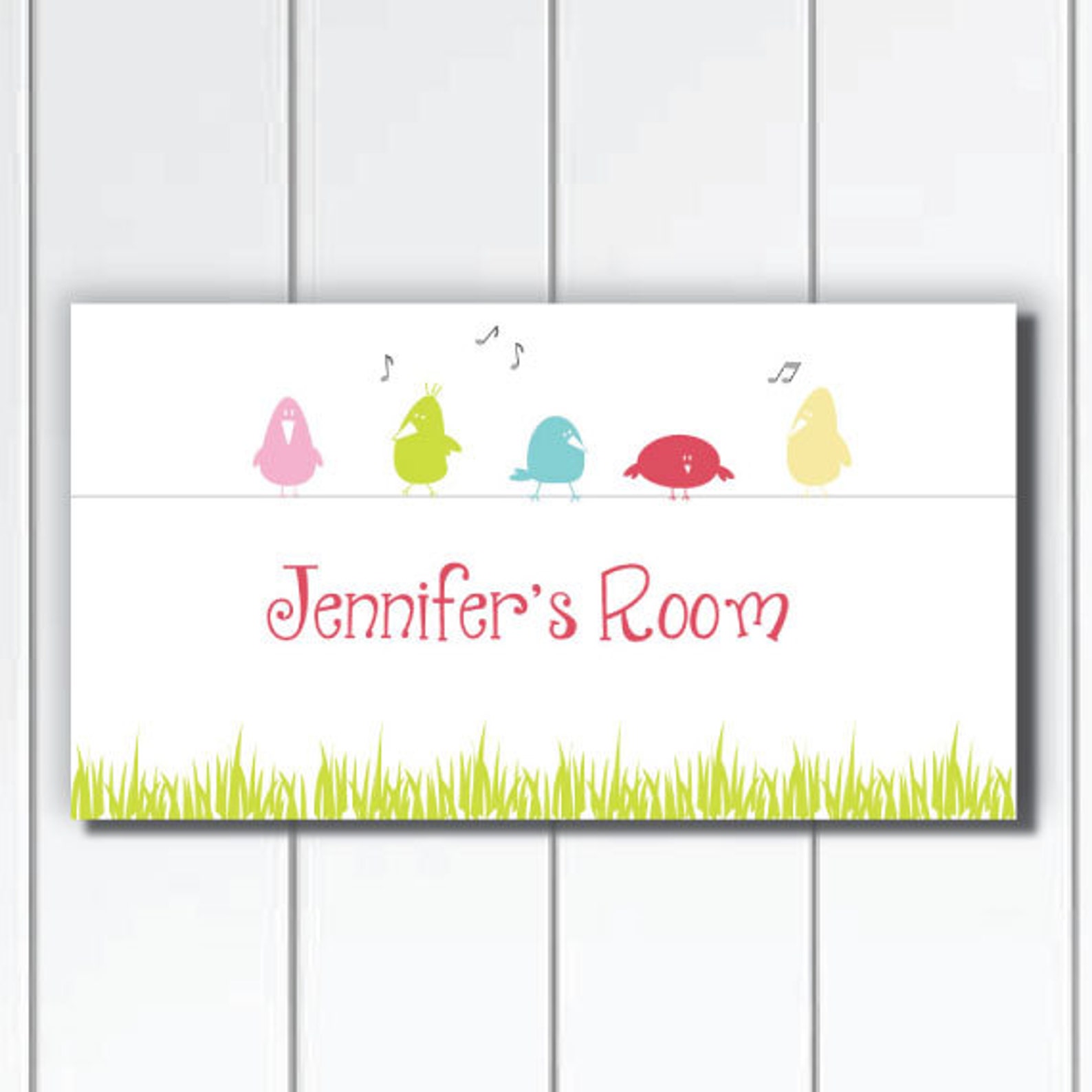 Personalized Cute Birdies Singing DOOR SIGN- Girls Birds Themed Bedroom ...