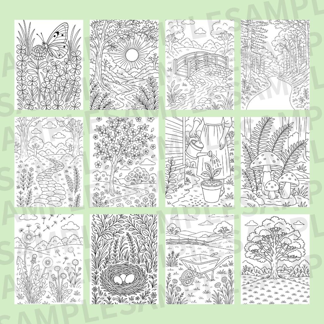 The Forest Garden - Cottagecore Coloring Book for All Ages | 30 Nature ...