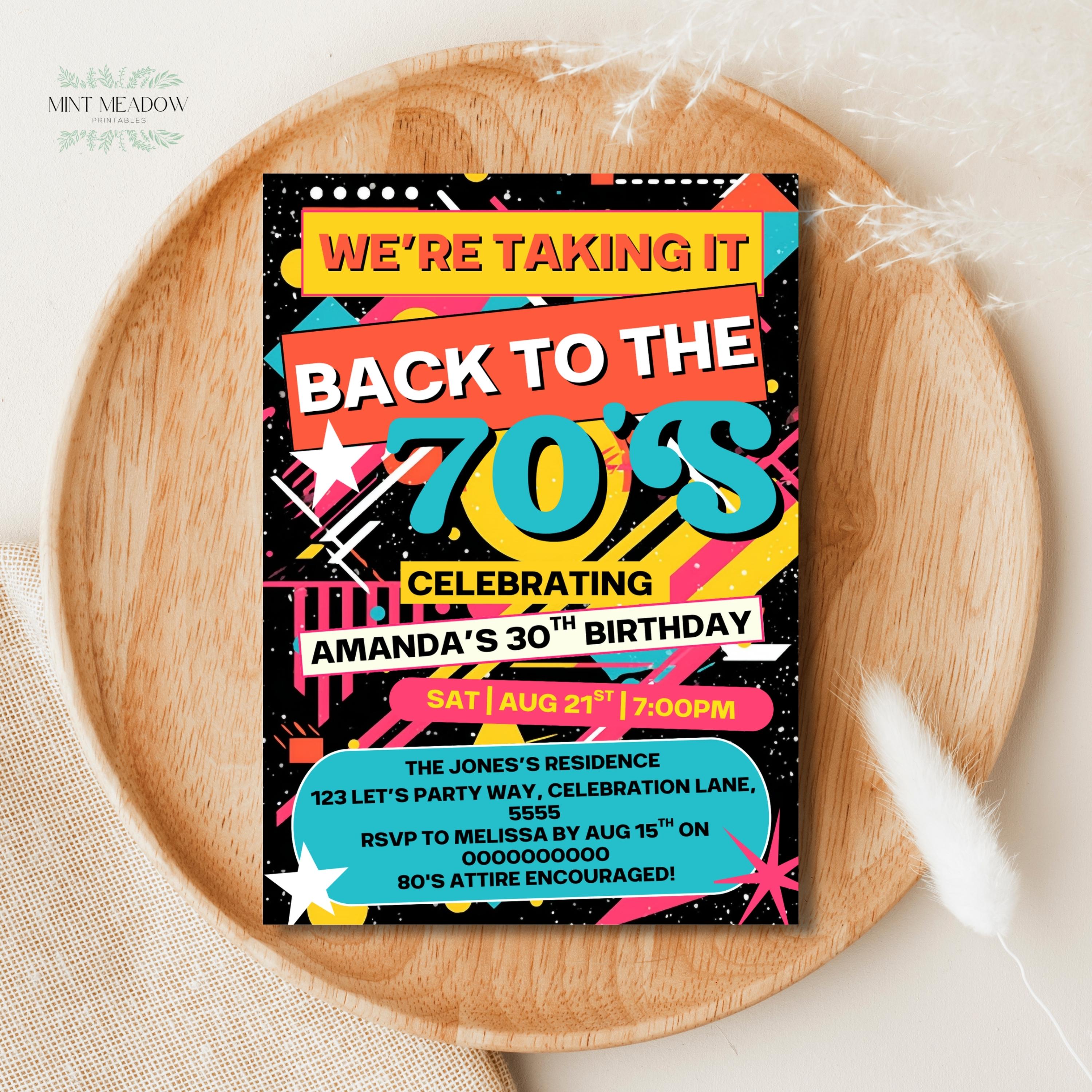 Editable 70s Party Invitation Back to the 70s Throwback Party House ...