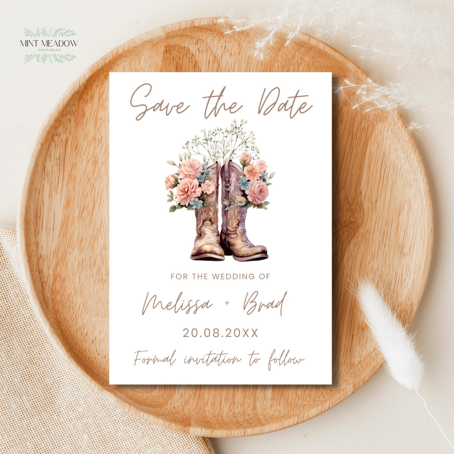 Save the Date Western Invitation Cowboy Boots Rustic Save the Date ...