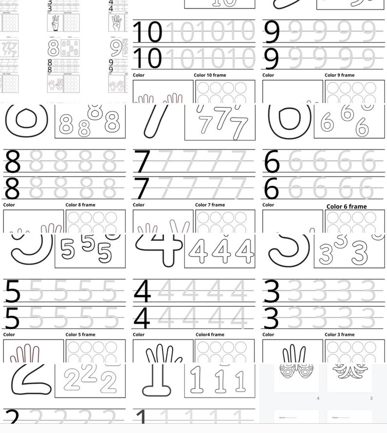 Teaching Children How to Write Numbers, Count, and Color - Etsy
