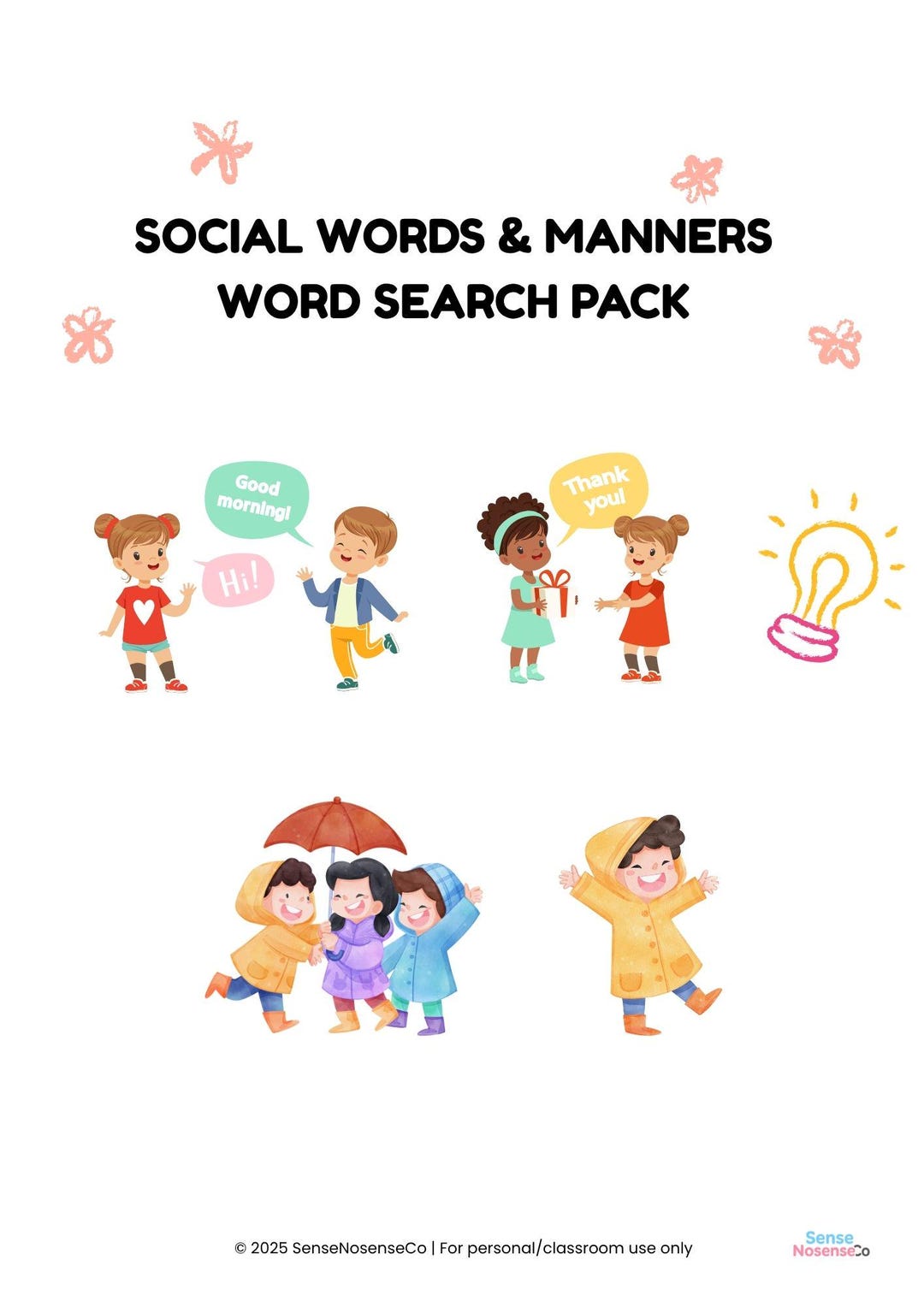 Social Words and Manners Word Search Pack | SEL Activities for Kids ...