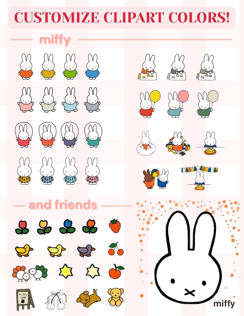 Miffy Bunny 1st Birthday Invitation. Editable Pastel Template. Cute ...