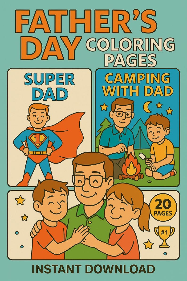 20 х Father’s Day Coloring Pages | Printable Father’s Day Activity Book ...