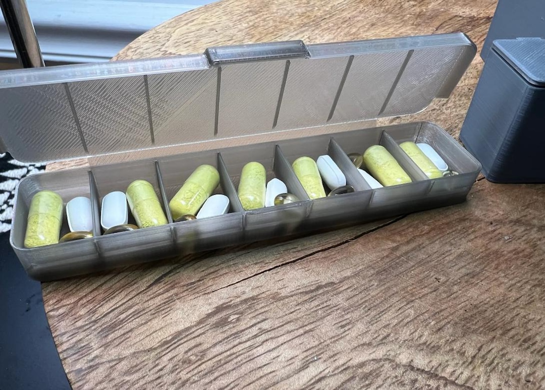 Pill Box STL | 3D Printable Weekly Pill Organizer Case | Travel ...