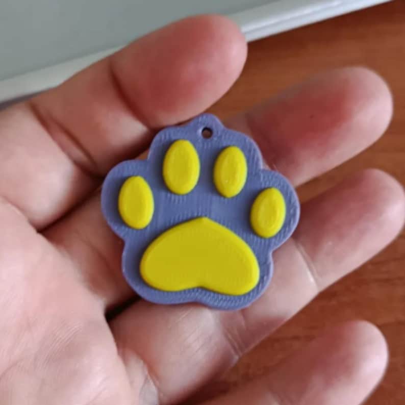 Cute Paw Keychain STL File | 3D Printable Animal Paw Keyring | Cat Dog ...
