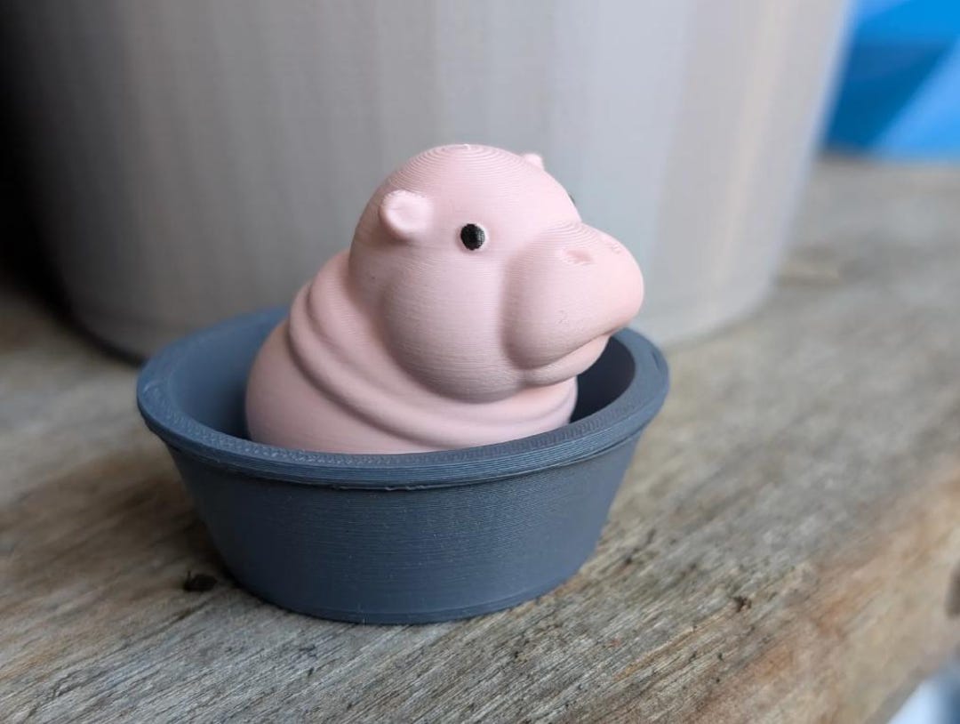 Moo Deng STL File | Viral Cute Dwarf Hippo 3D Model With Bucket | Funny ...
