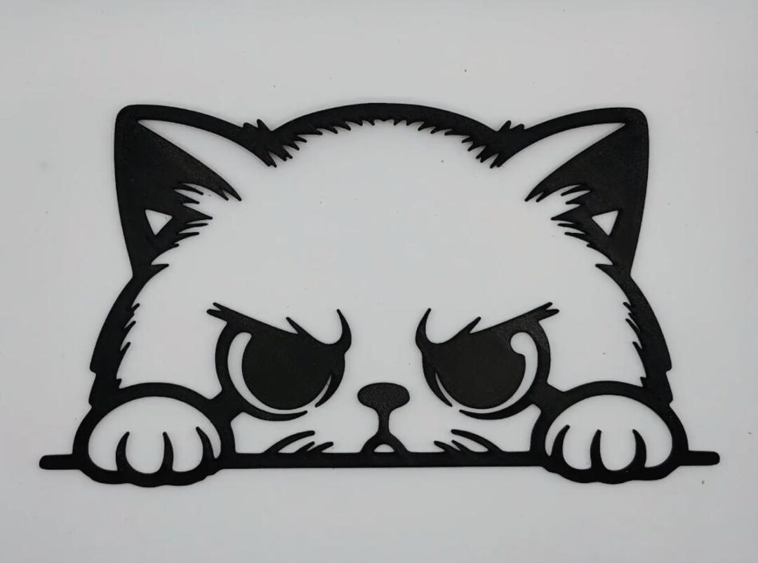 Grumpy Cat 2D Wall Art | Funny Cat Lover Decor | Minimalist 3D ...