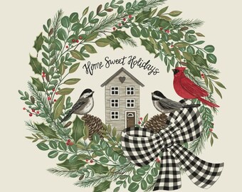 Holidays at Home Chickadee Snowy White by Deb Strain for Moda Fabrics ...