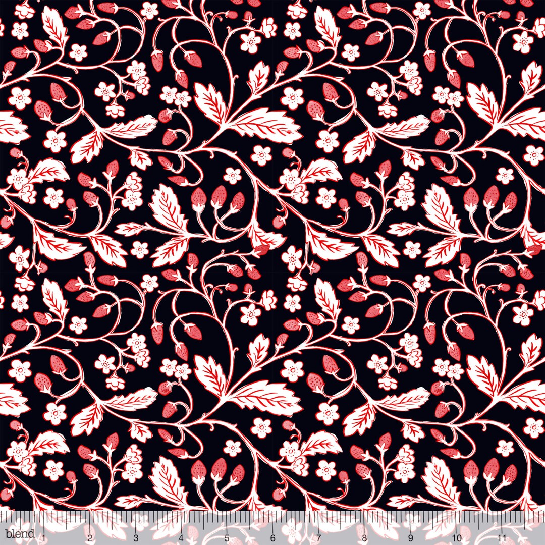 French Hen Wild Berries in Black by Molly Hatch for Blend Fabrics - Etsy