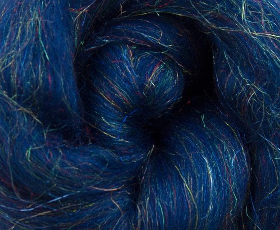 Merino and Sparkle Roving - Glitzy Ocean 4oz - Etsy