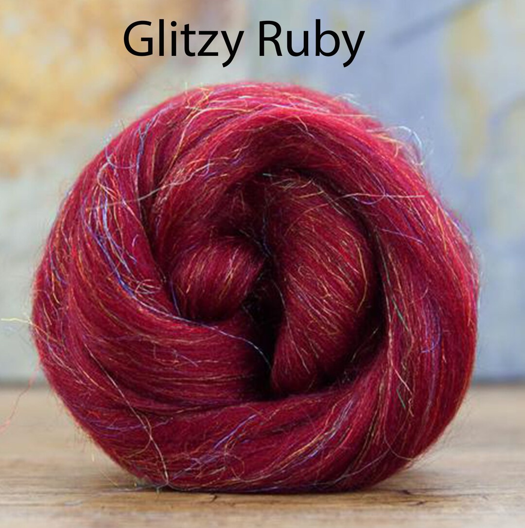 Merino and Sparkle Roving - Glitzy Ruby 4oz - Etsy