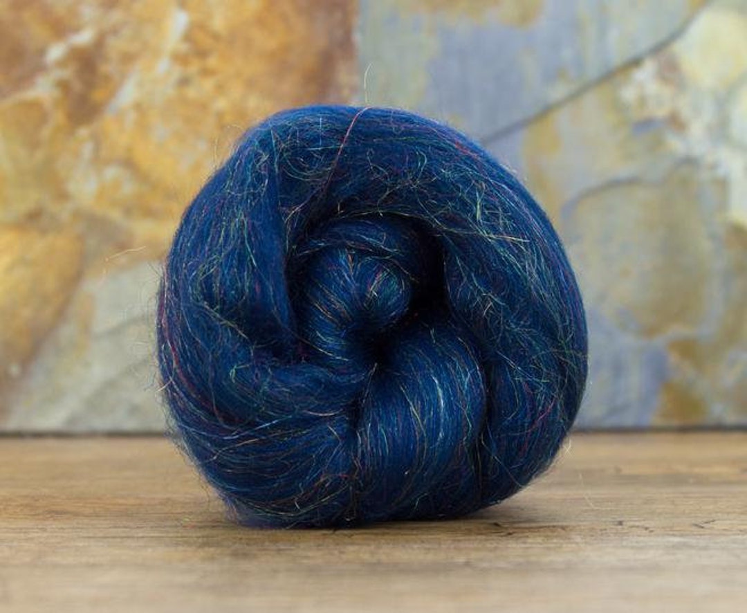 Merino and Sparkle Roving Glitzy Ocean 4oz - Etsy