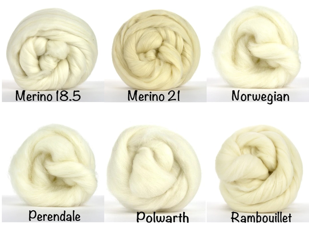 Natural Wool Roving 1 Oz - Select- Merino 18.5 / Merino 21 / Norwegian ...