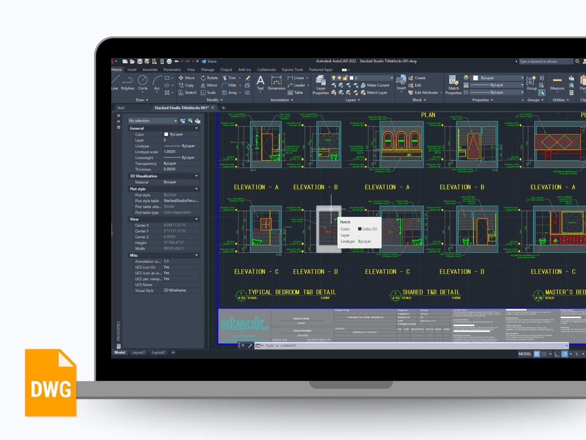 Autocad Title Block Template: Customizable Architect Drawings (DWG File ...