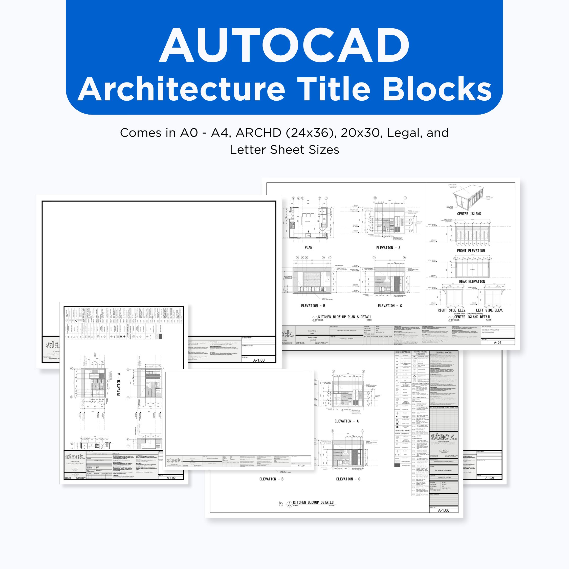 Autocad Architects Title Block Template DWG | A0-A3, ARCH D, 20x30 ...