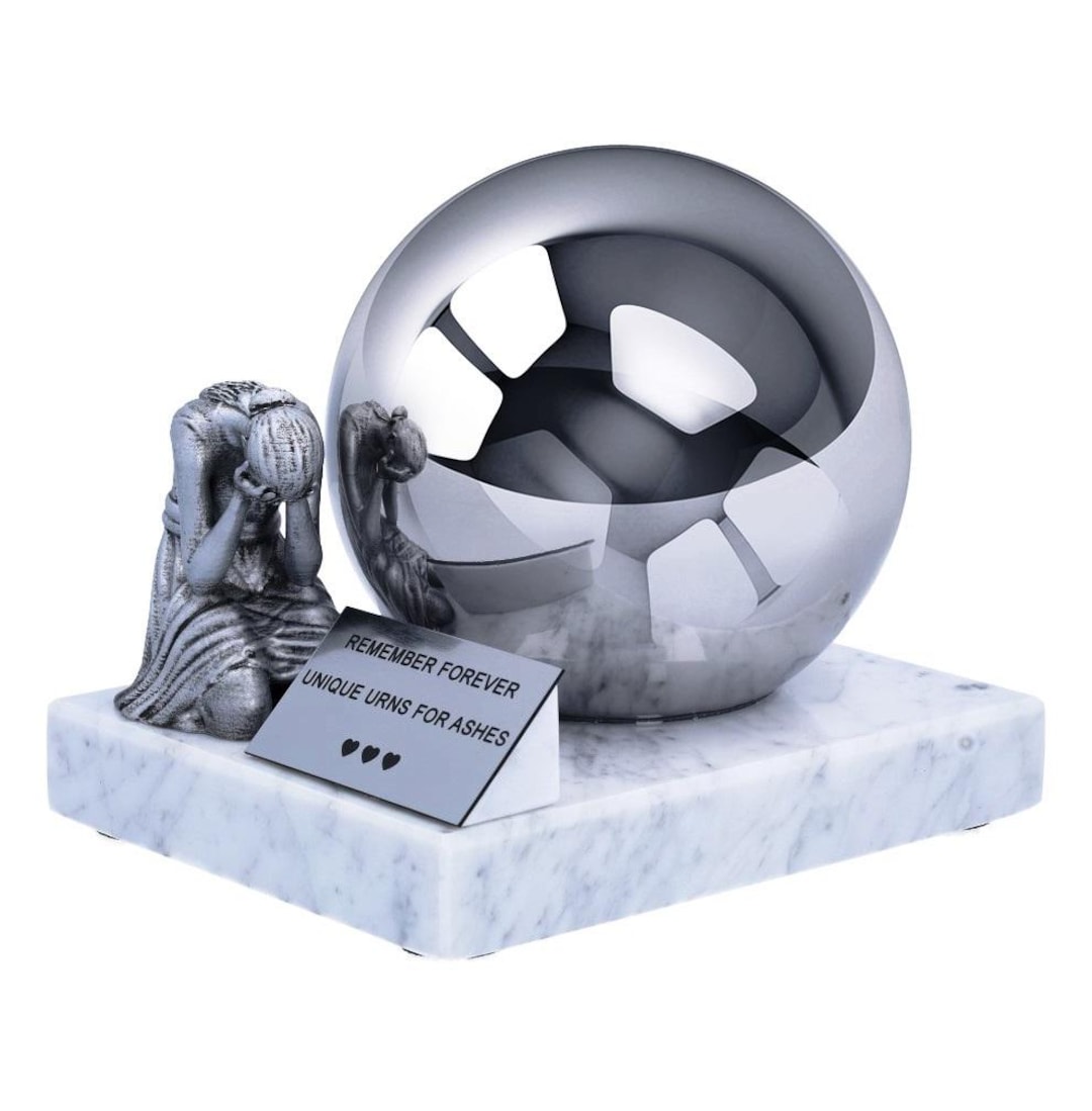 Memorial Sphere Cremation Urn | Stainless Steel, Mourning Woman ...