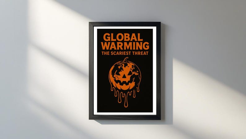 Halloween Global Warming Poster - Climate Change Printable Eco Wall Art ...