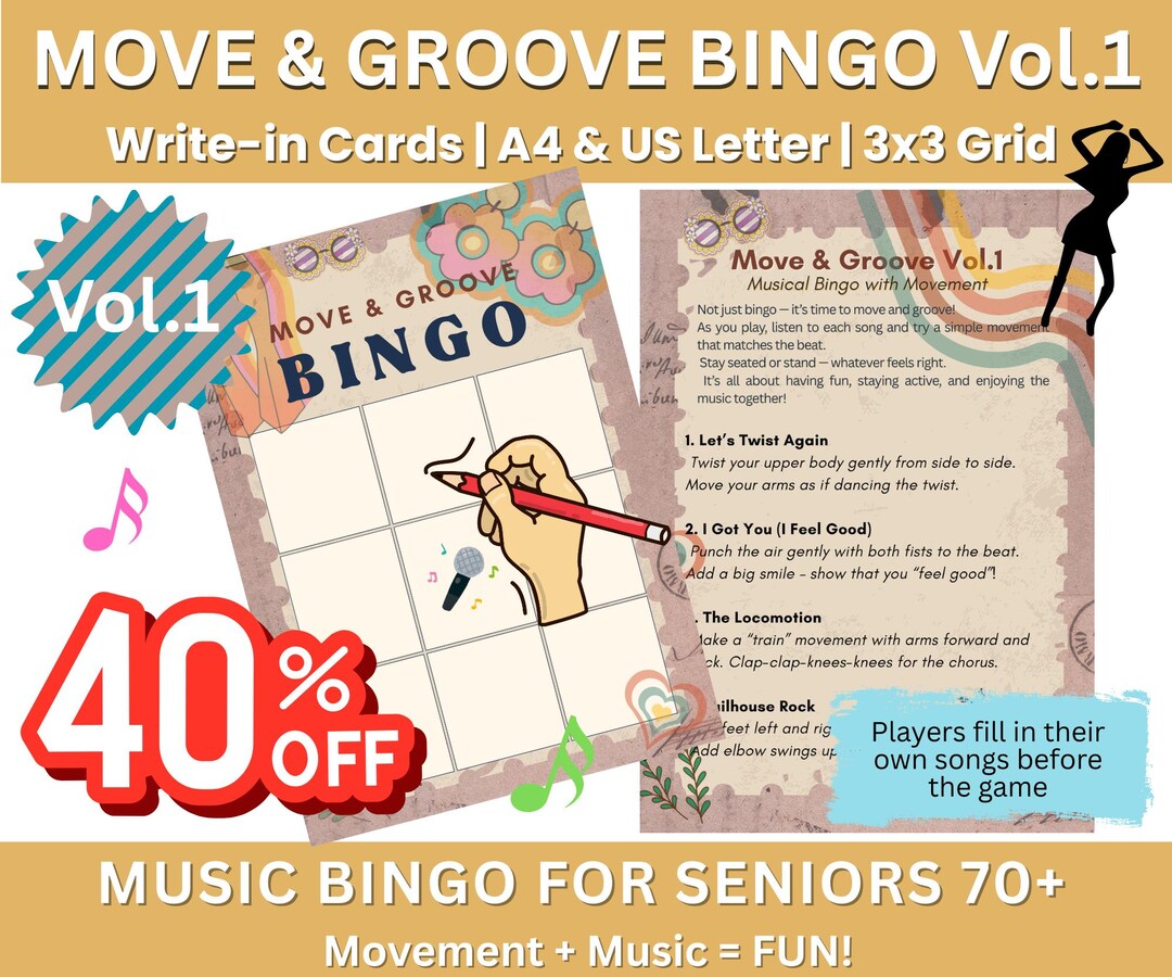 Move & Groove Bingo Vol.1 – Printable Chair-friendly Music Game for ...