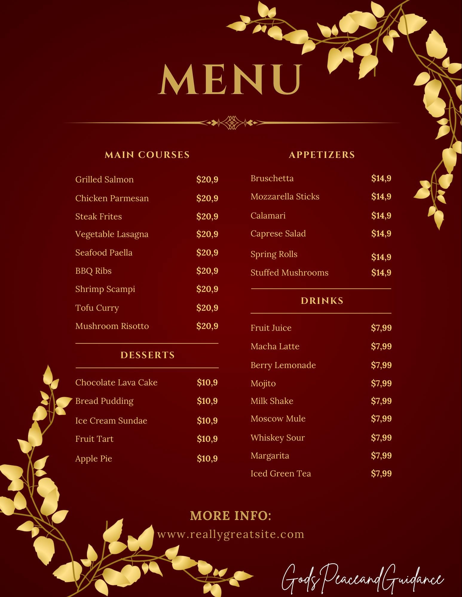 Editable Restaurant Menu Template - Etsy