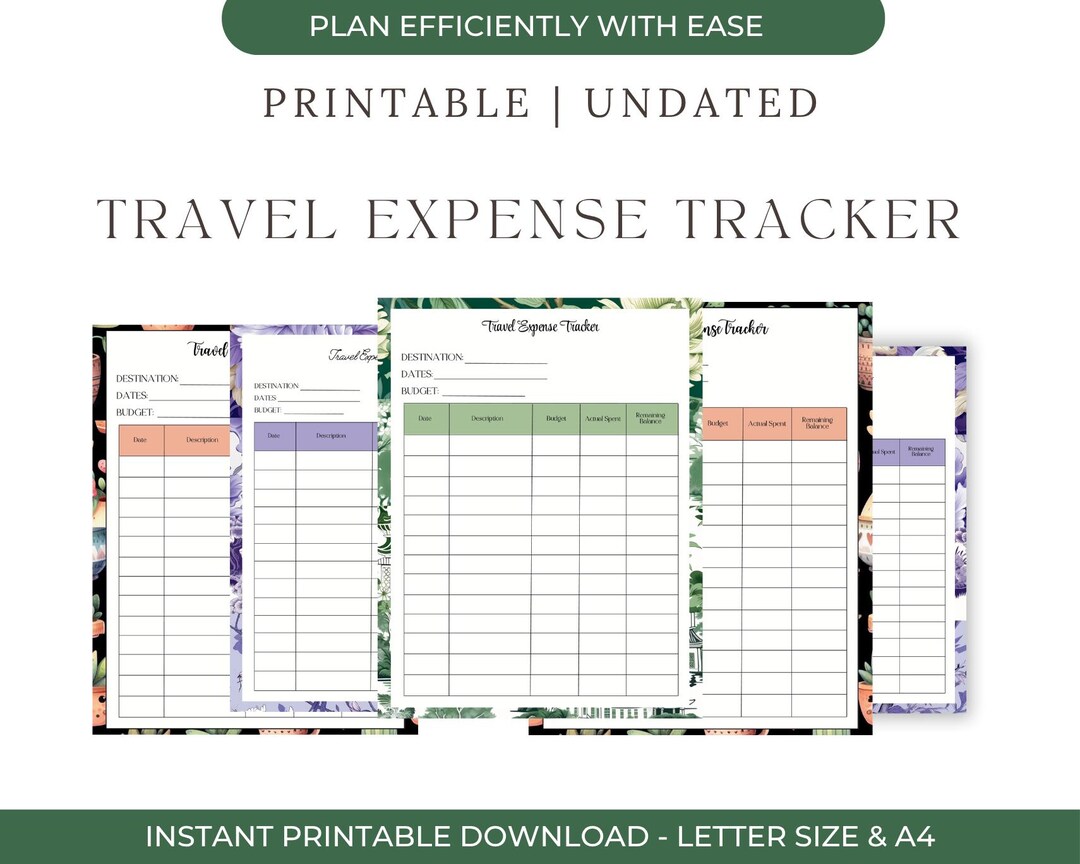 Travel Expense Tracker Printable | Trip Budget Planner (PDF) - Etsy