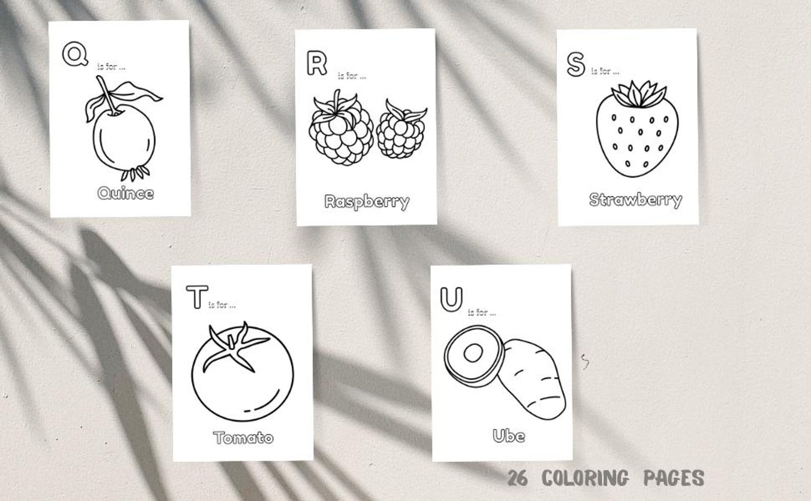 Fruit & Vegetable Alphabet Coloring Book: Baby's First ABC Printable ...
