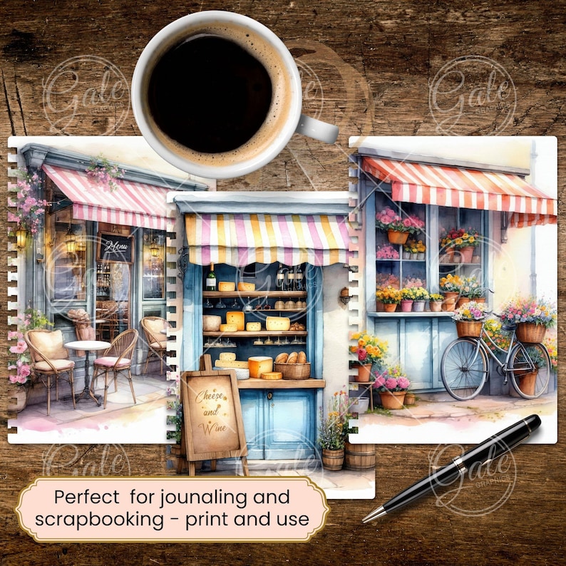 Watercolor Storefront Printable Illustrations – 12 Cozy Market and Shop ...