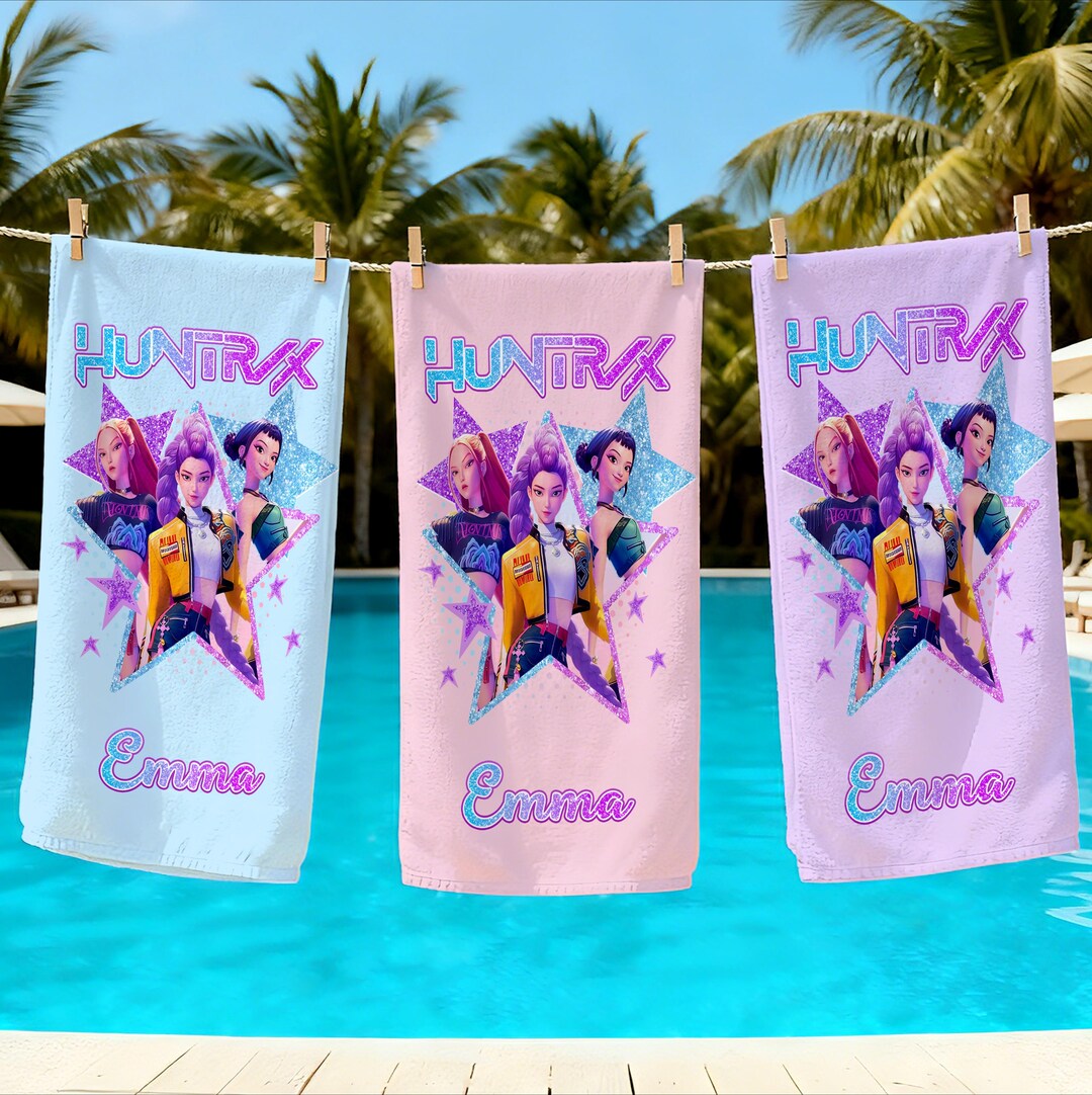 Personalized Huntrix Demon Girl Kpop Beach Towel,custom Name Anime ...