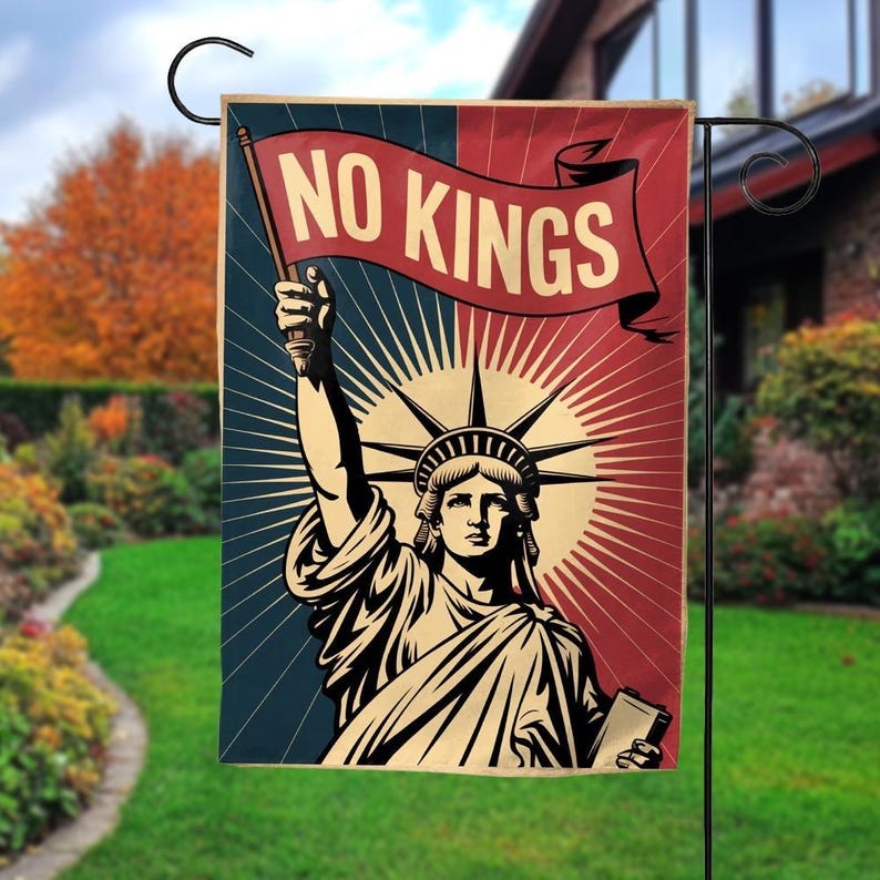 No Kings Protest Flag, Statue of Liberty Political Banner, Anti Tyranny ...