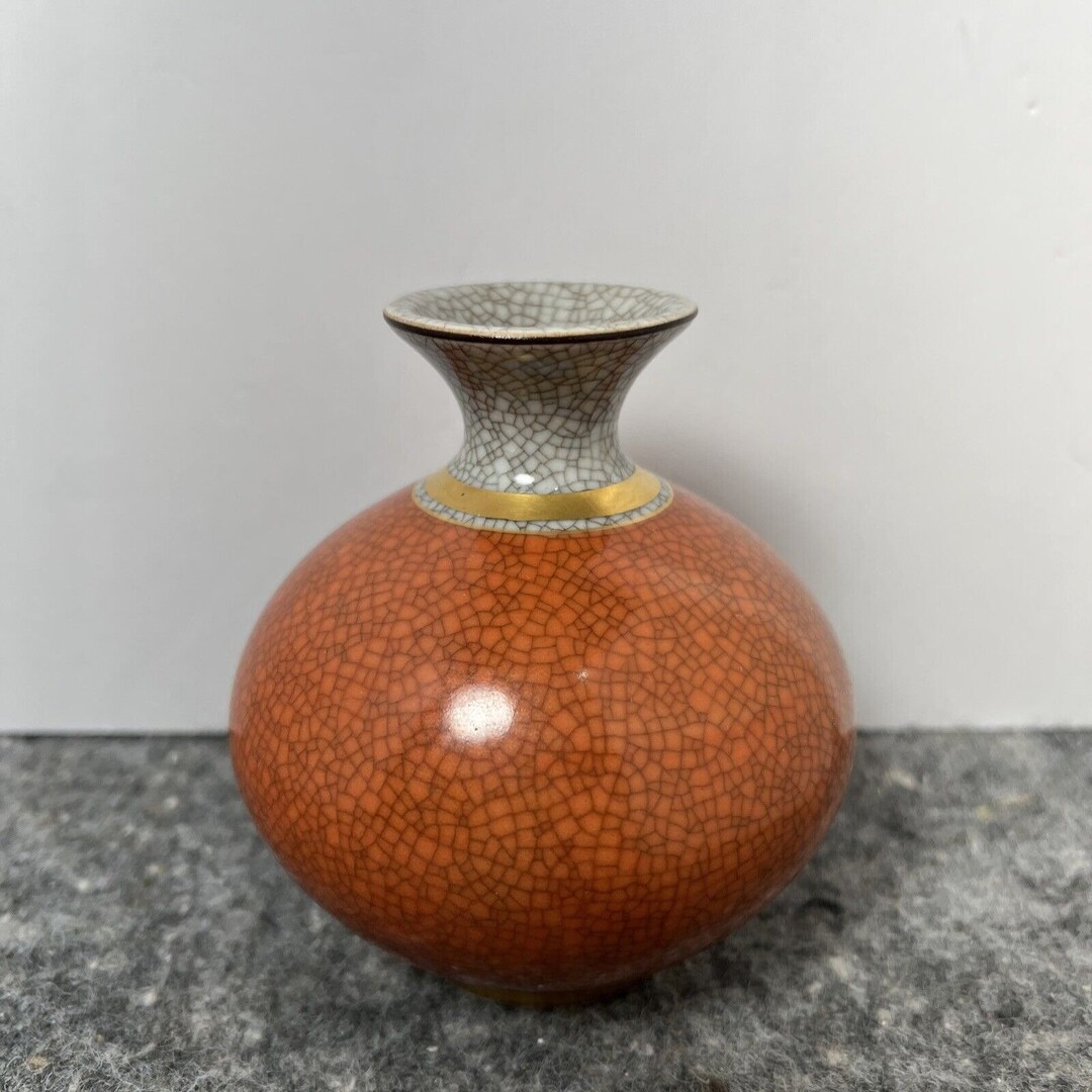 Royal Copenhagen Denmark Crackled Glaze Vase by Thorkild Olsen #212 ...