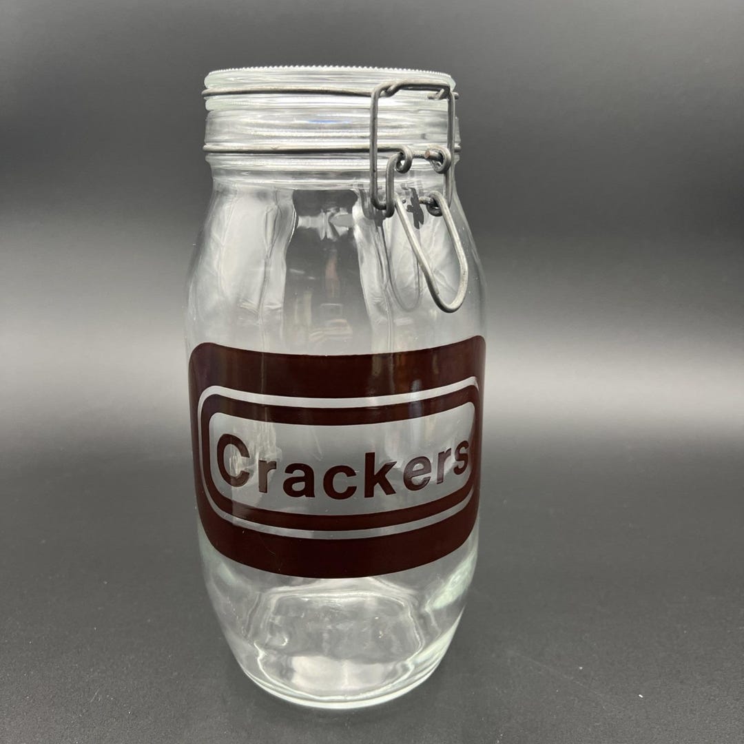 Large Vintage France Glass Crackers Jar Bail Lid 2L Retro Brown No ...