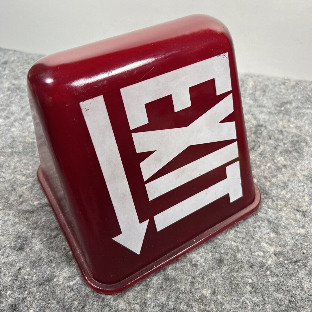 Vintage EXIT Cover Sign Ruby Red Milk Glass Wedge Shape Triangular ...