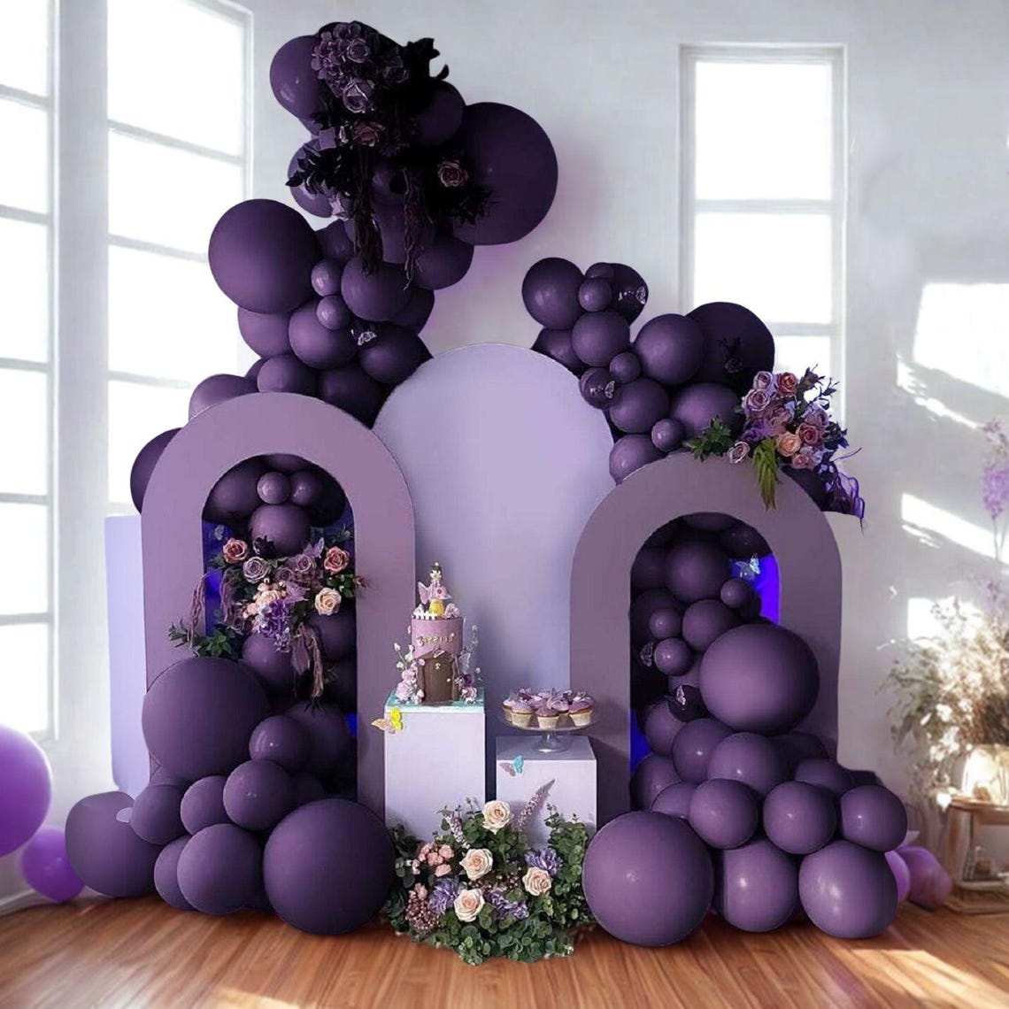 107pcs Deep Purple Balloon Garland Set, Double Stuffer Latex Balloons ...