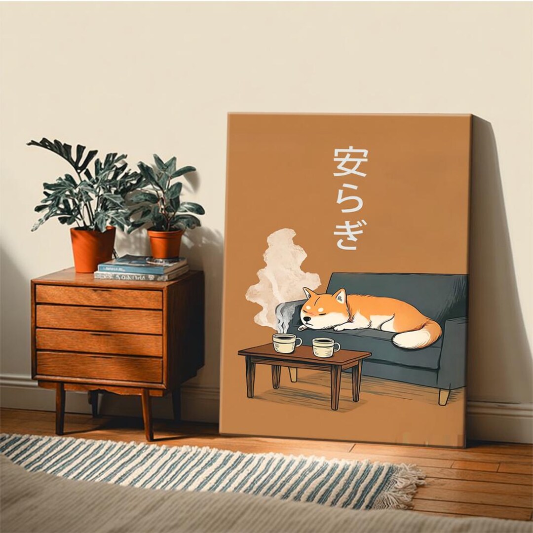 Healing Shiba Inu Sleeping Illustration Decorative Painting Japanese ...