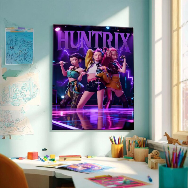 K-pop Demon Hunters Painting,huntrix Style,custom Pop Anime Wall Decor ...