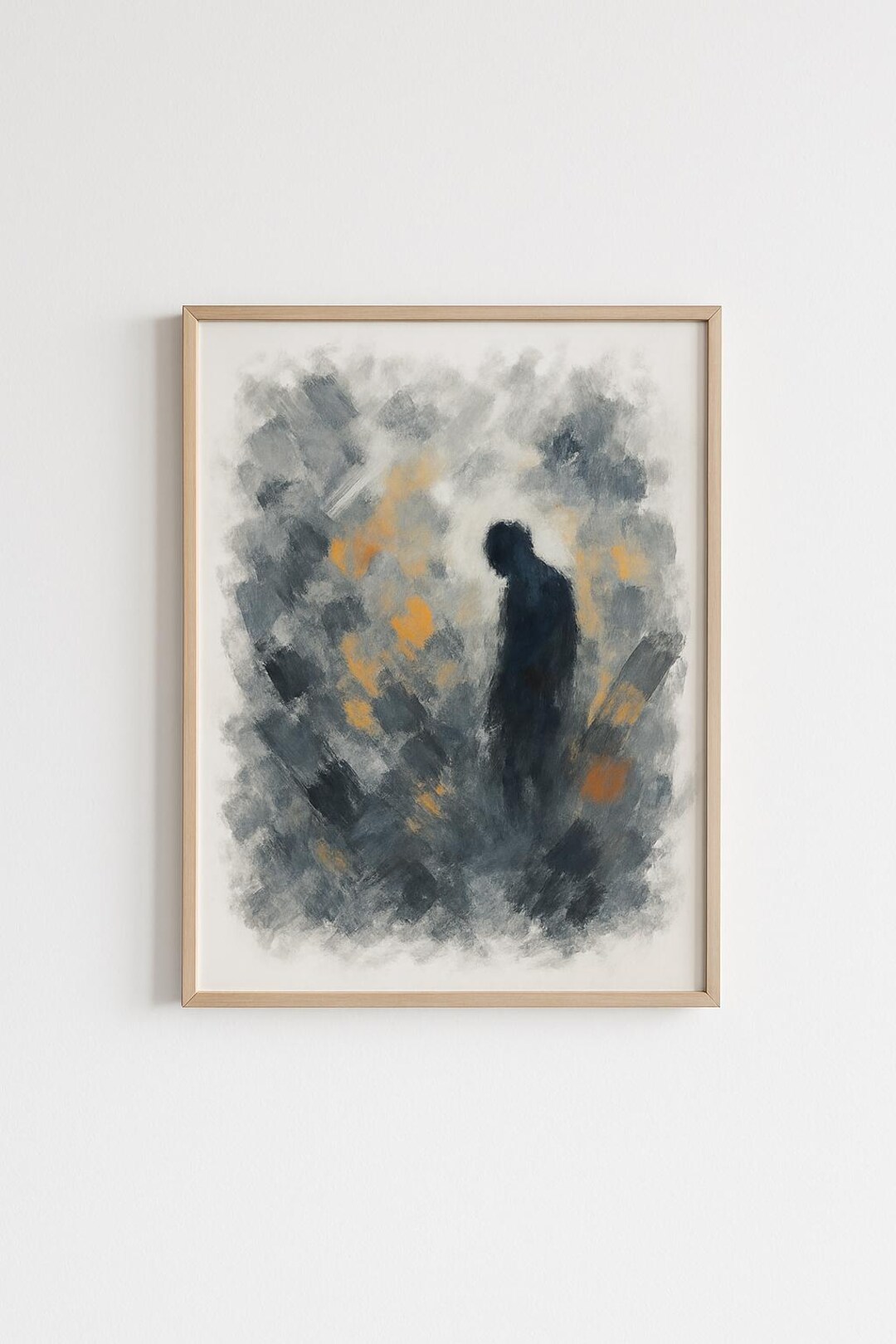 Loneliness in the Crowd – Printable Abstract Wall Art – Grayscale ...