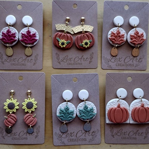 3 Tiered Fall Polymer Clay Earrings/autumn Earrings/fall - Etsy