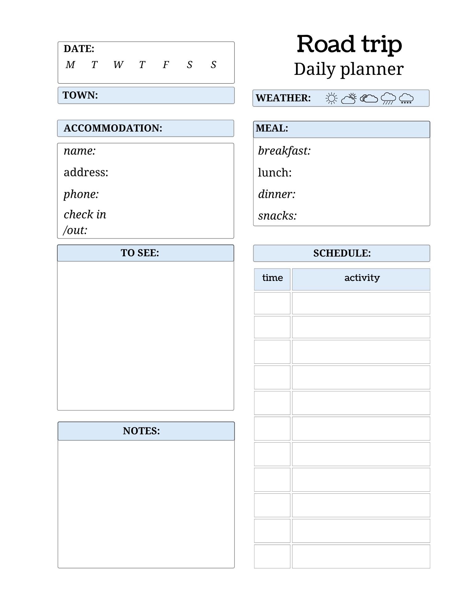 Travel Planner, Trip Organizer, Vacation Itinerary, Packing List ...